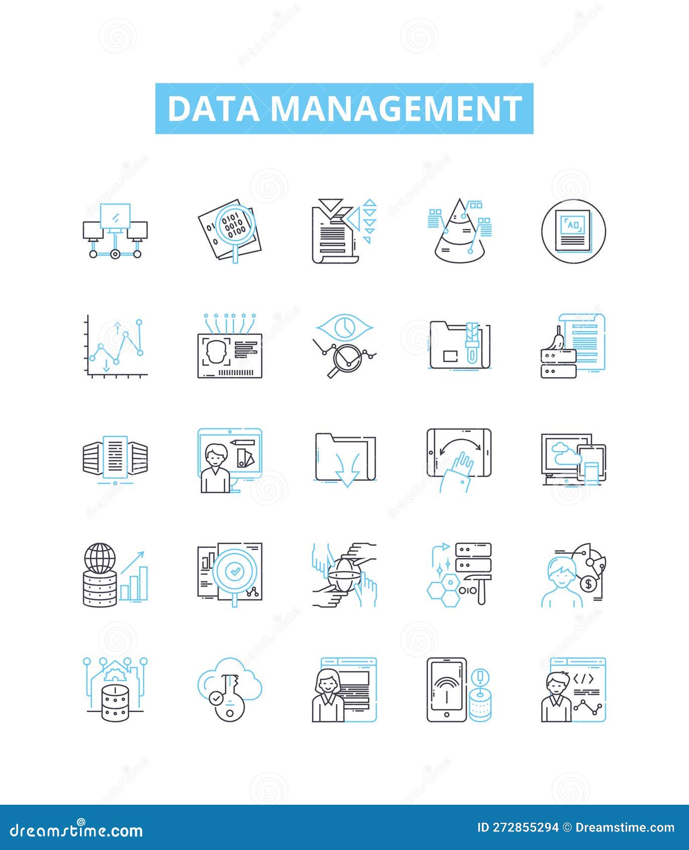Data Management Vector Line Icons Set. Data, Management, Storage ...