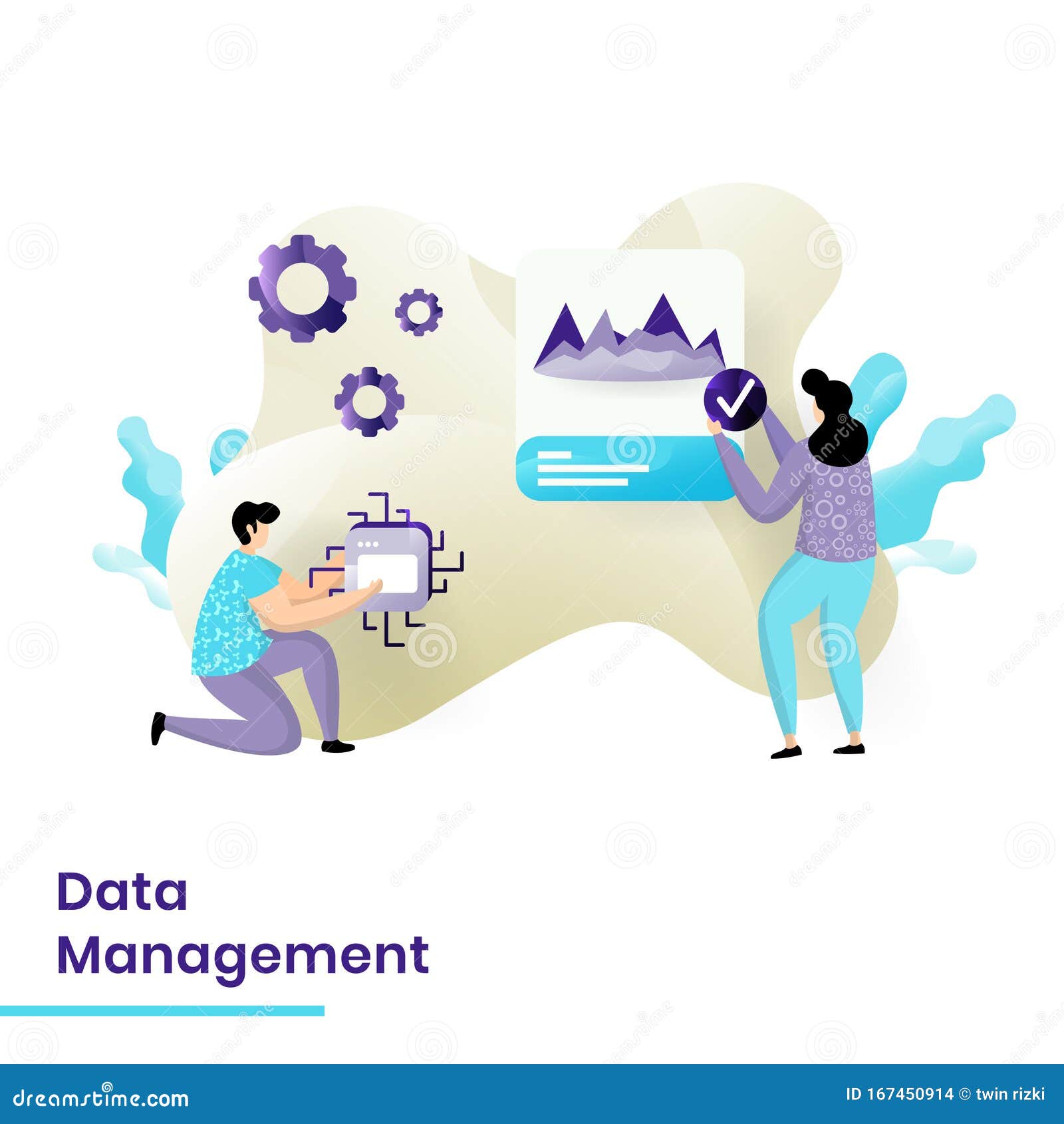 Data Management Website Template Design. Landing Page Modern Flat ...