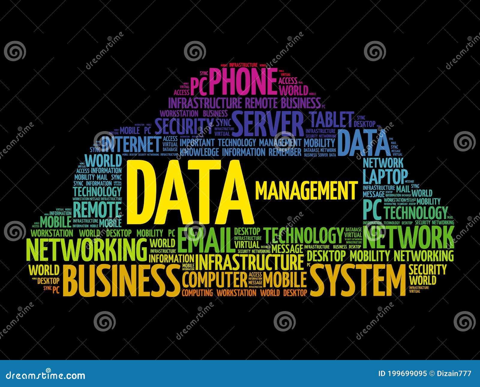 Data Management Word Cloud Collage Stock Illustration - Illustration of ...
