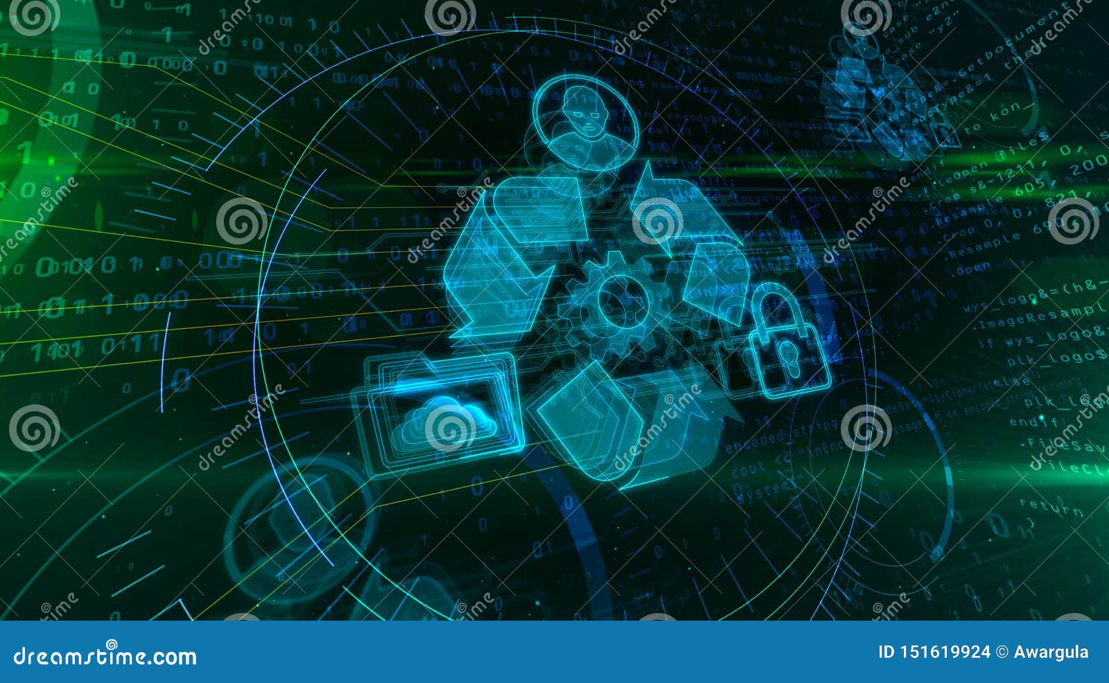 Data managment hologram stock illustration. Illustration of cloud ...