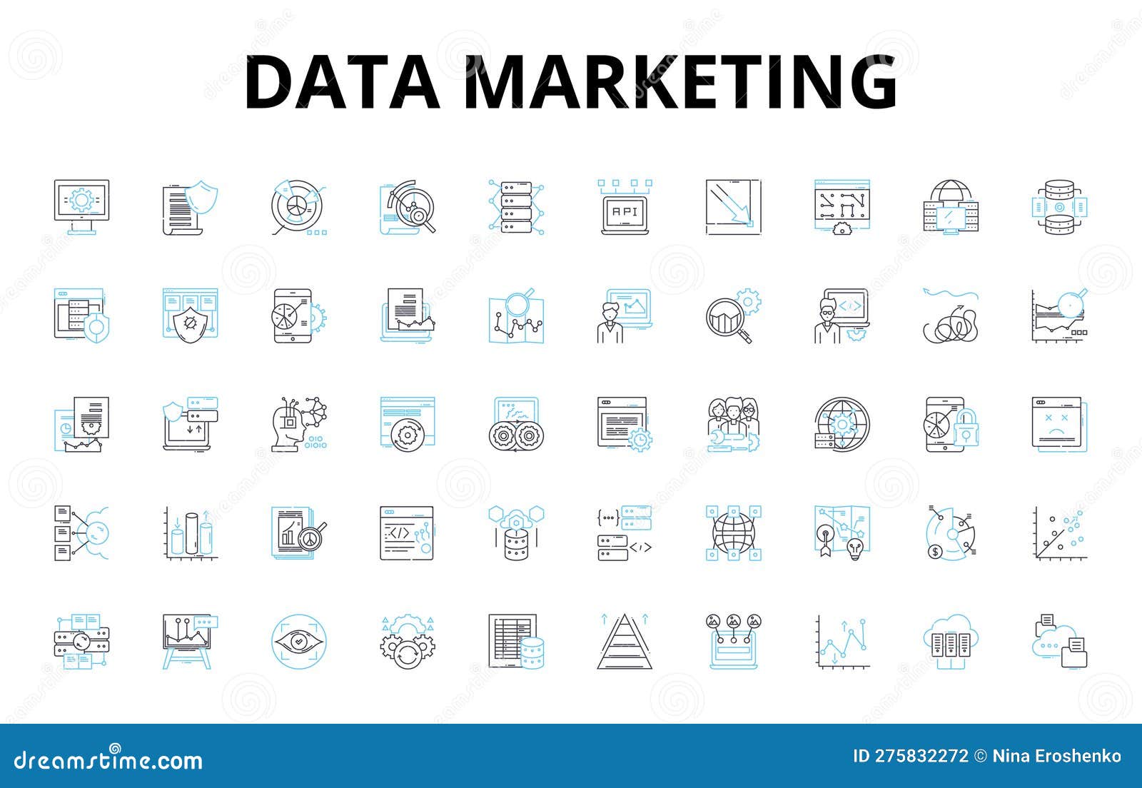 Data Marketing Linear Icons Set. Analytics, Segmentation ...