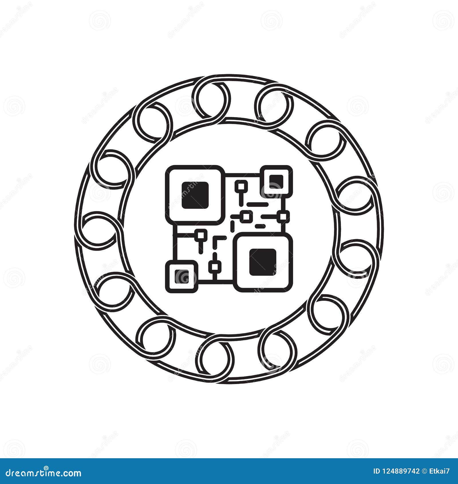 Data Matrix Icon with Blockchain Concept. Future Technology. Stock ...