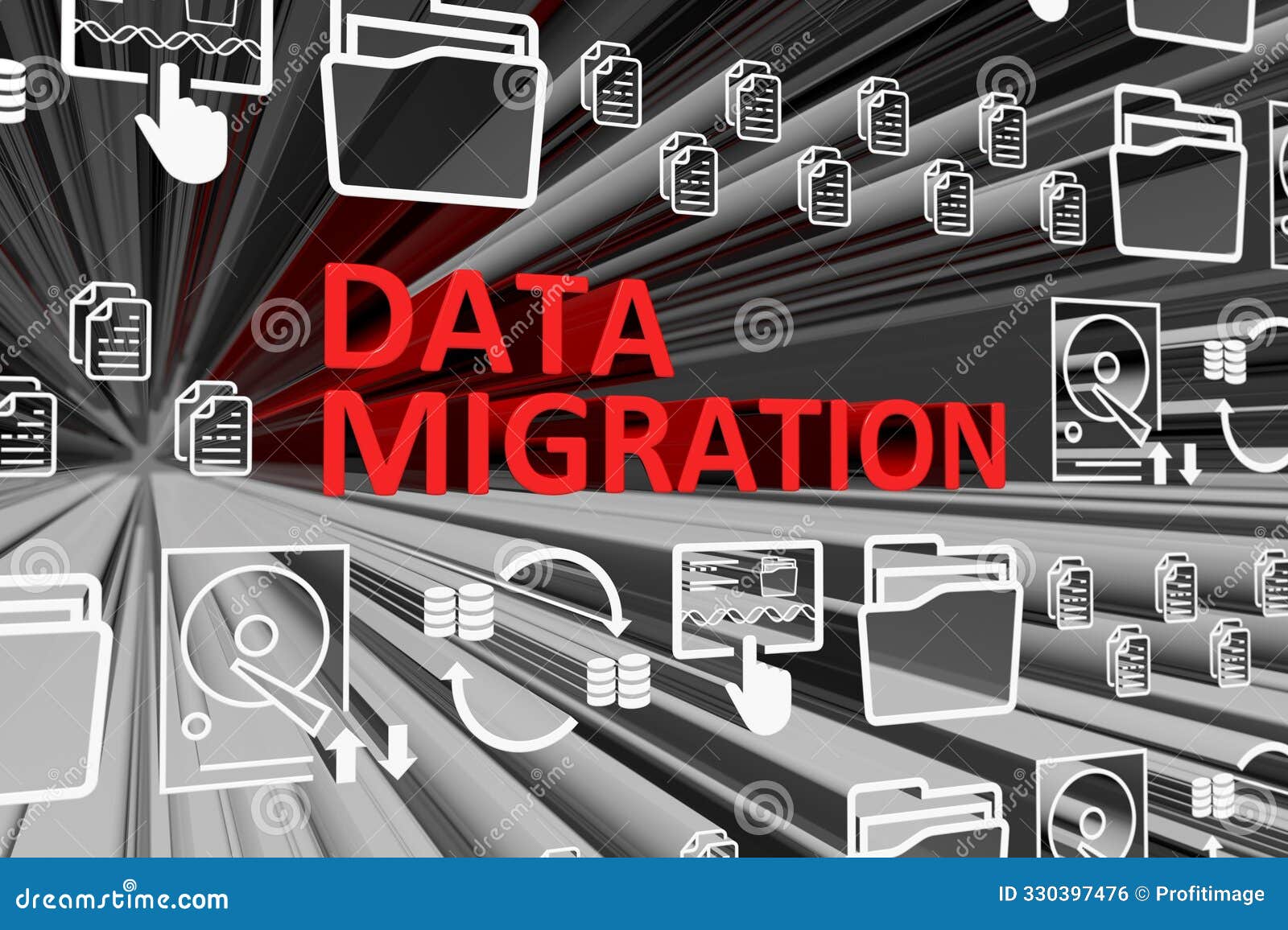 DATA MIGRATION Concept Blurred Background 3d Stock Illustration ...