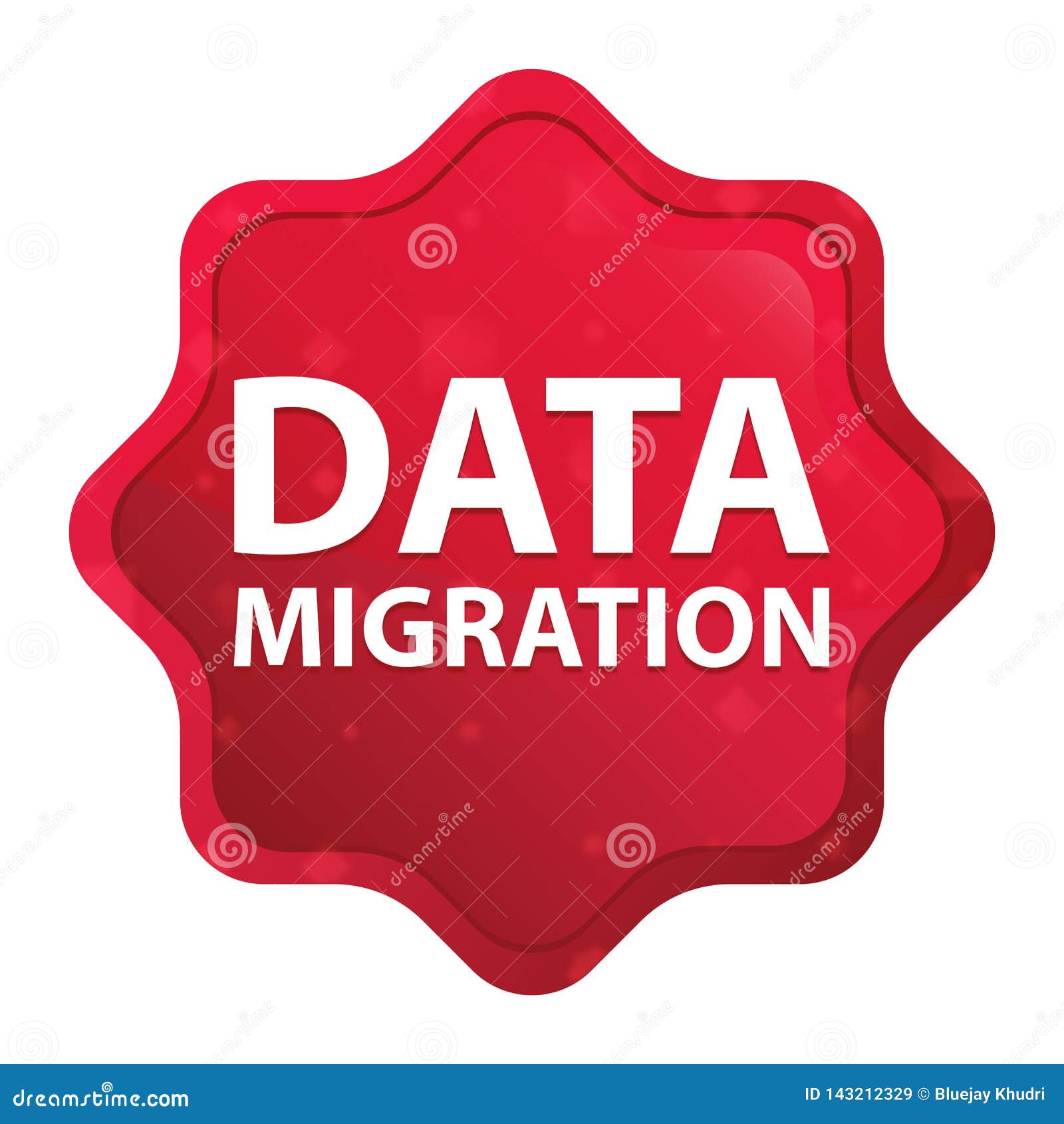 Data Migration Misty Rose Red Starburst Sticker Button Stock ...