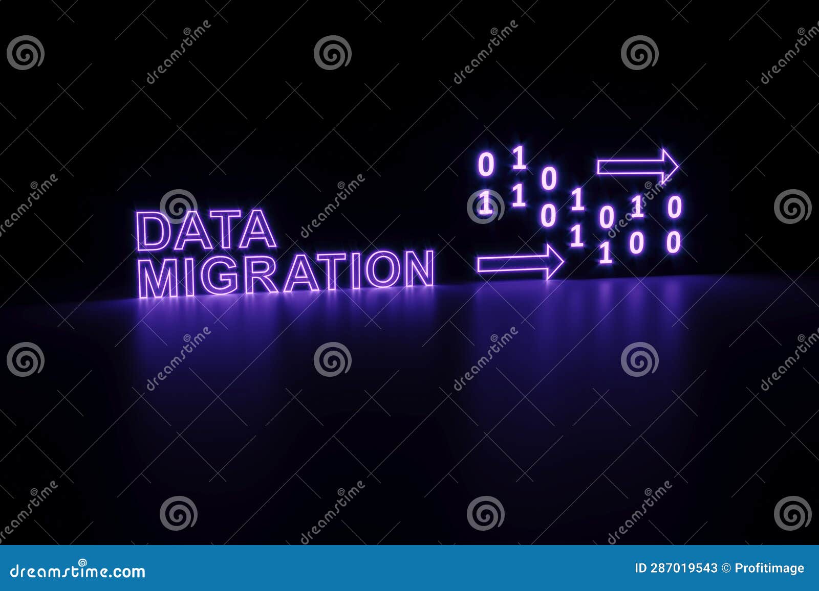 DATA MIGRATION Neon Concept Self Illumination Background 3D Stock ...