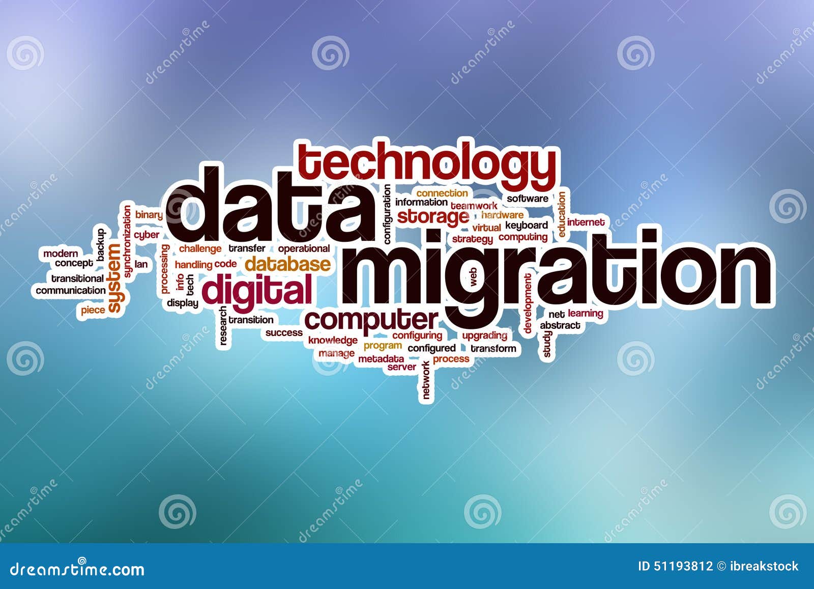 Data Migration Word Cloud with Abstract Background Stock Illustration ...