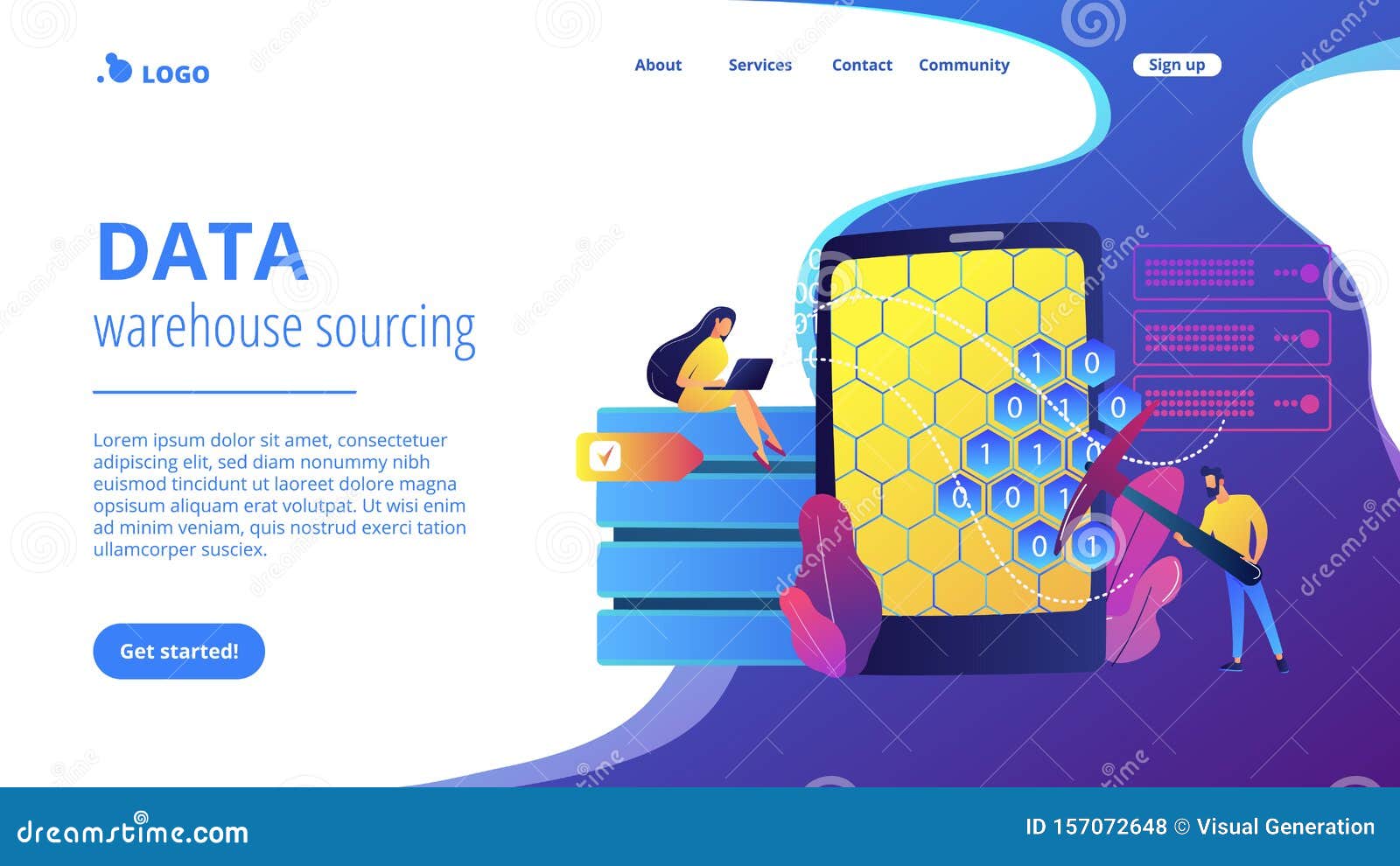 Data Mining Concept Landing Page. Stock Vector - Illustration of metaphor, mockup: 157072648