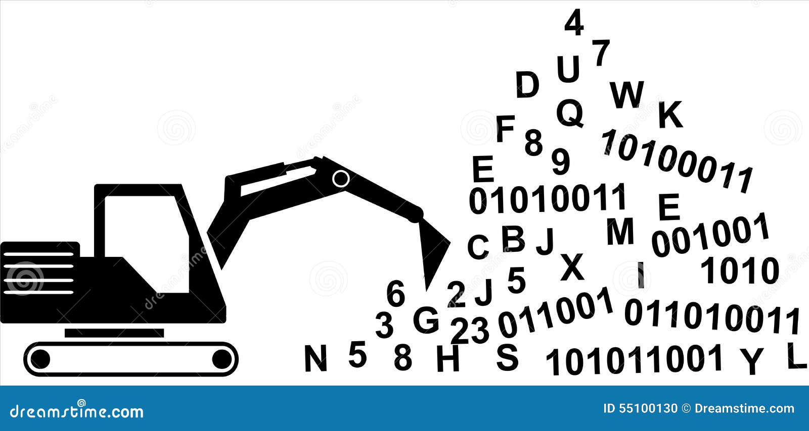 Data Mining with excavator stock illustration. Illustration of ...