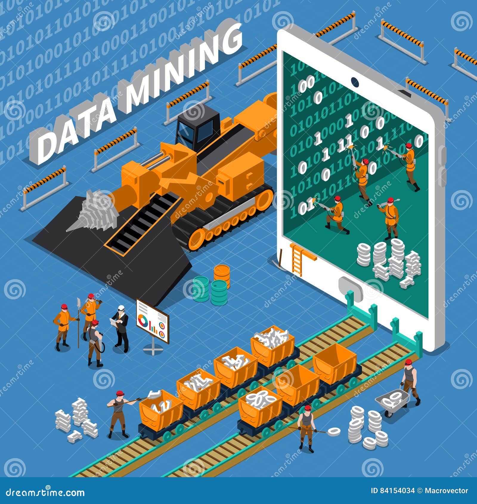 Data Mining Isometric Concept Stock Vector Illustration Of Profession