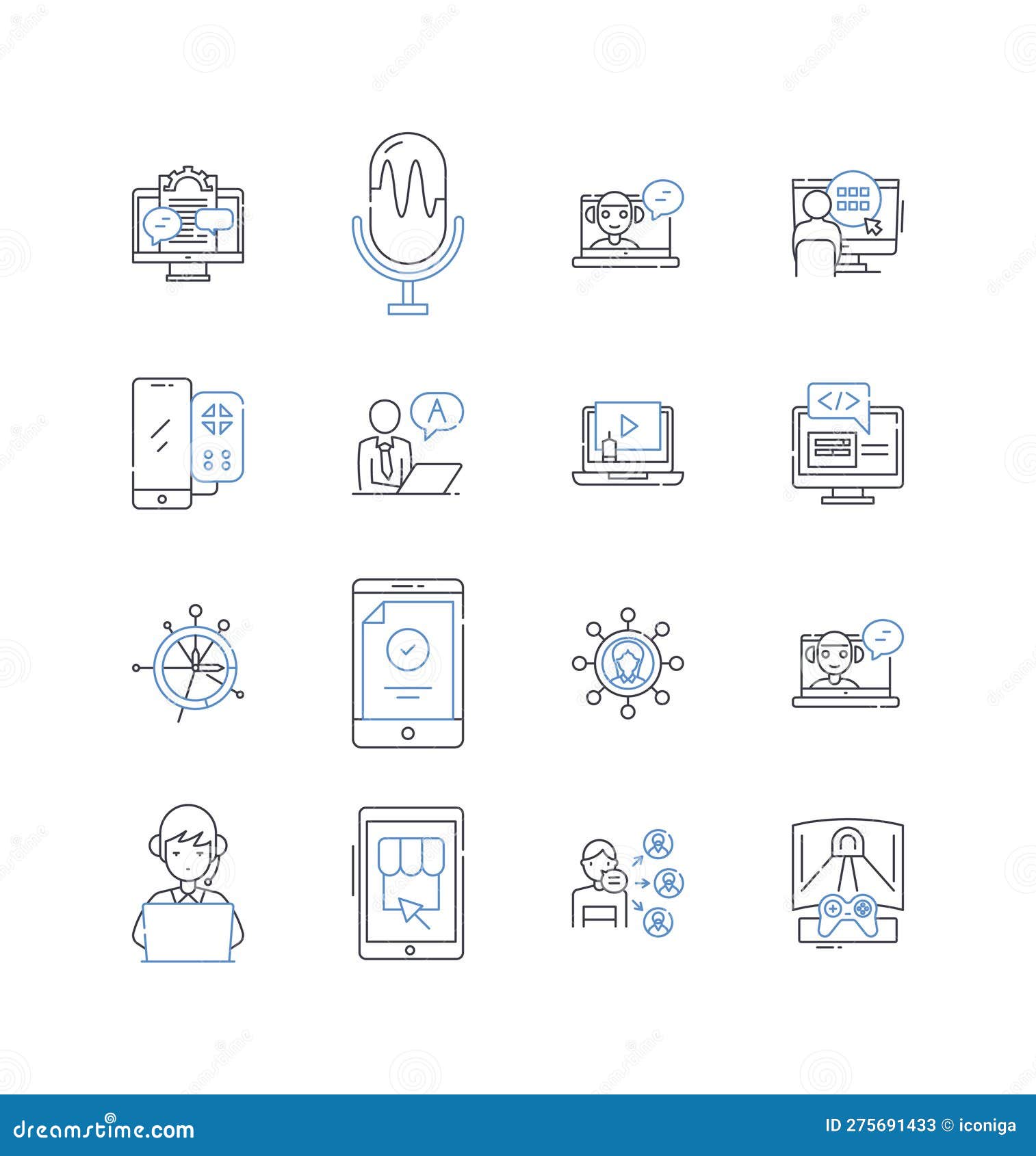 Data Mining Line Icons Collection Association Classification Clustering Correlation
