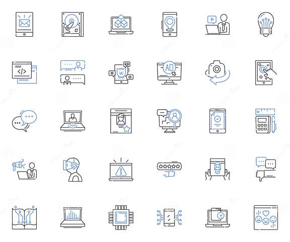 Data Mining Line Icons Collection Extraction Analysis Machine Learning Big Data Clustering