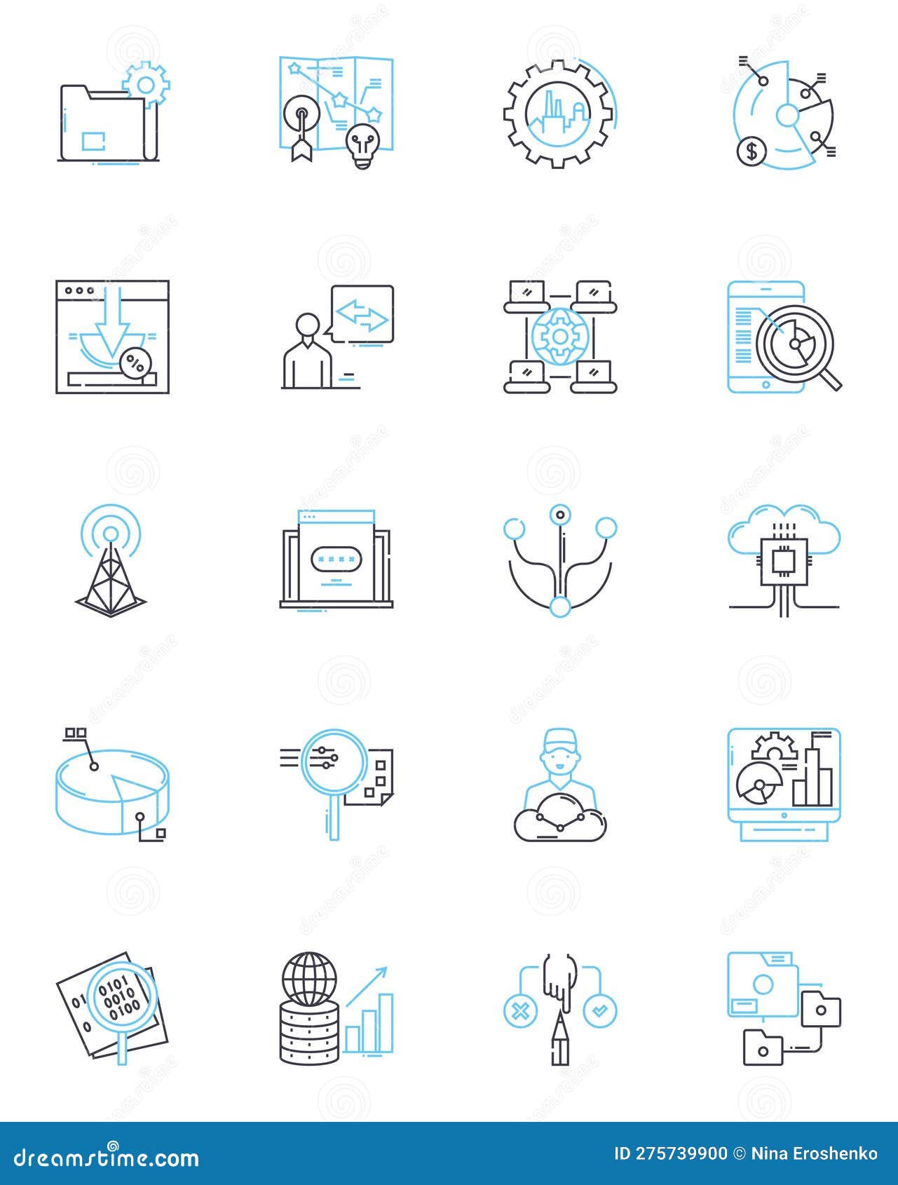 Data Mining Linear Icons Set Association Clustering Correlation Classification Extraction