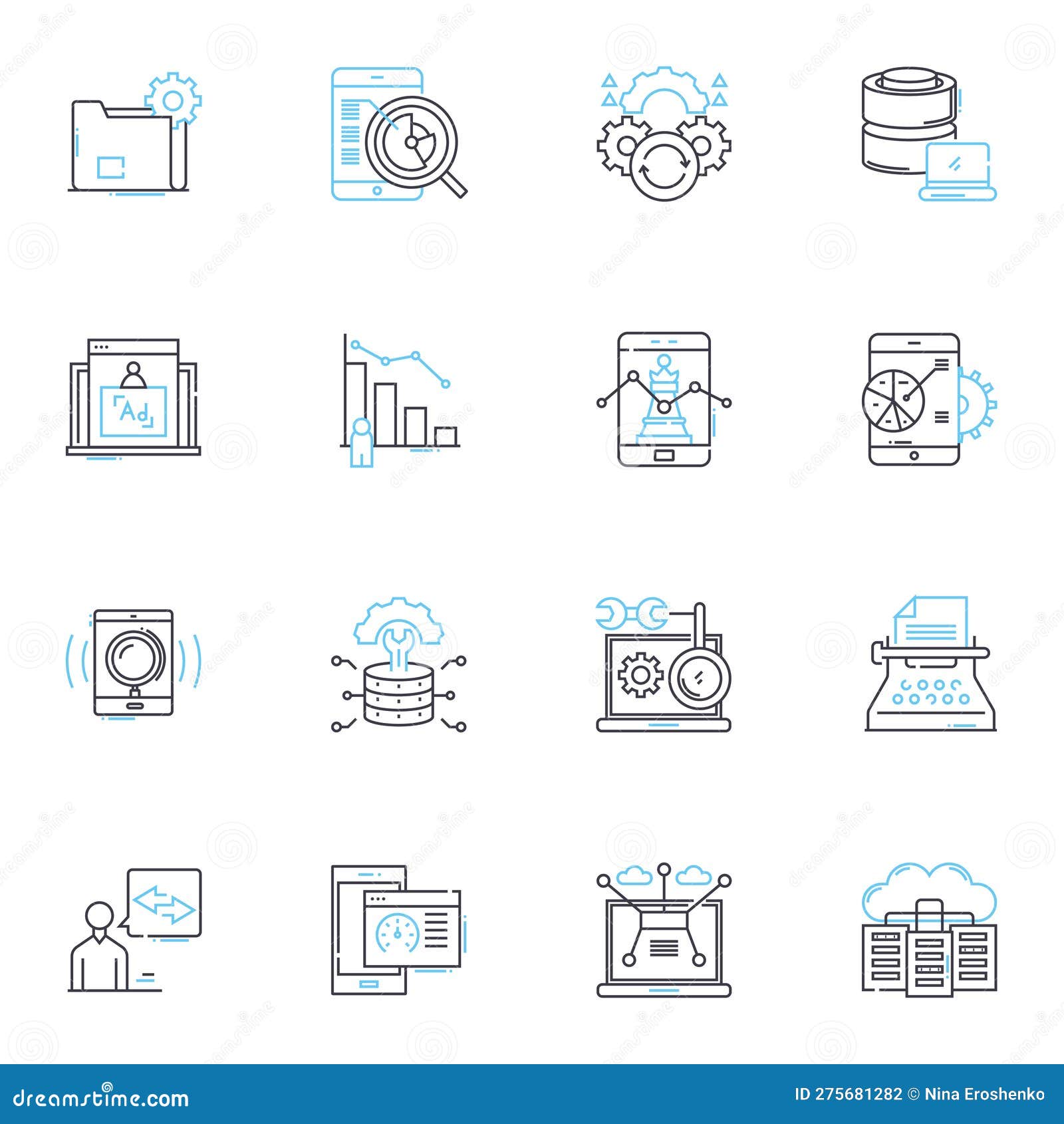 Data Mining Linear Icons Set Association Clustering Correlation Classification Extraction 6715
