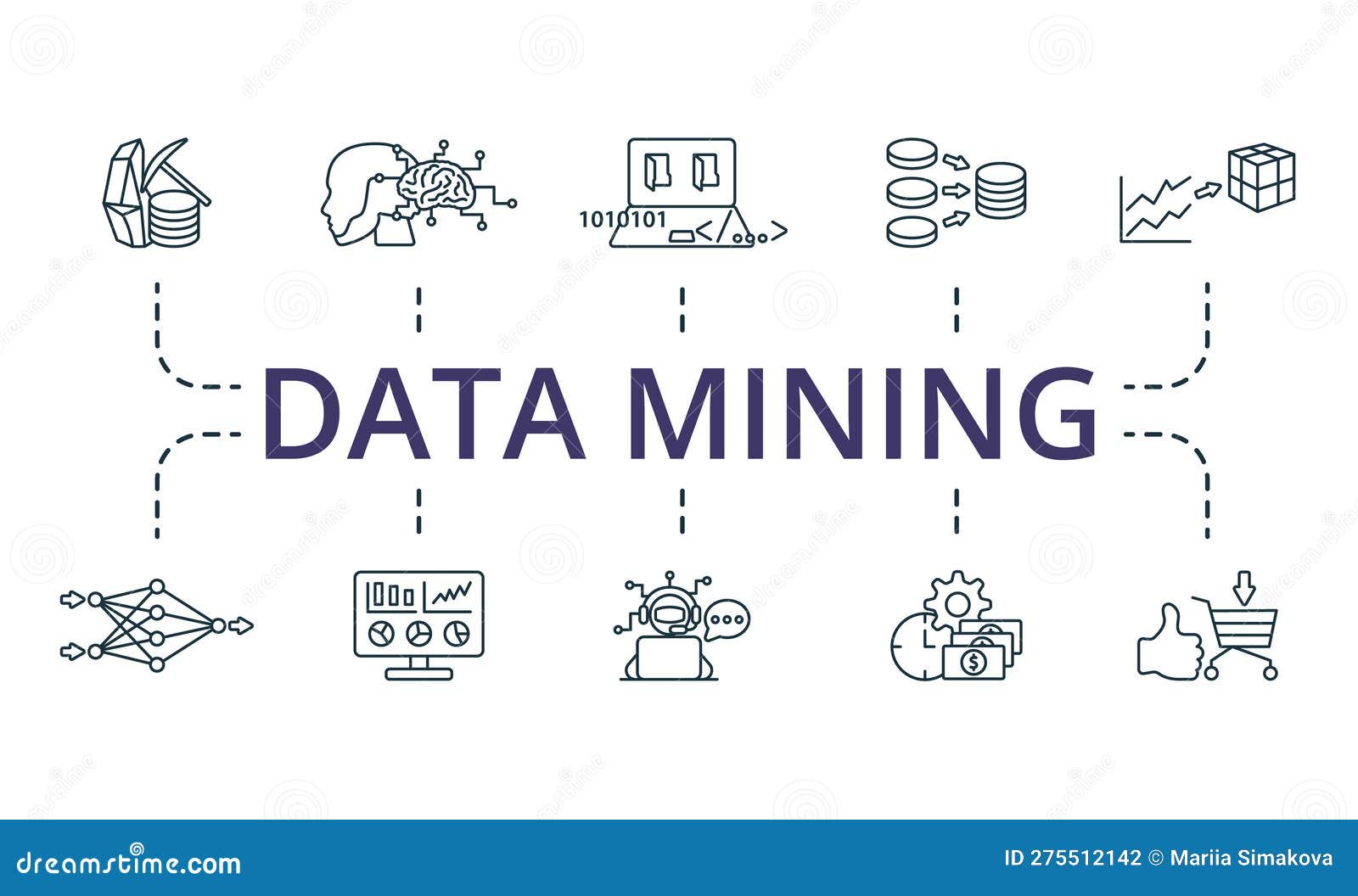 Data Mining Outline Set. Creative Icons: Data Minig, Machine Learning, Computer Science, Data ...
