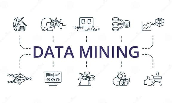 Data Mining Outline Set. Creative Icons: Data Minig, Machine Learning ...