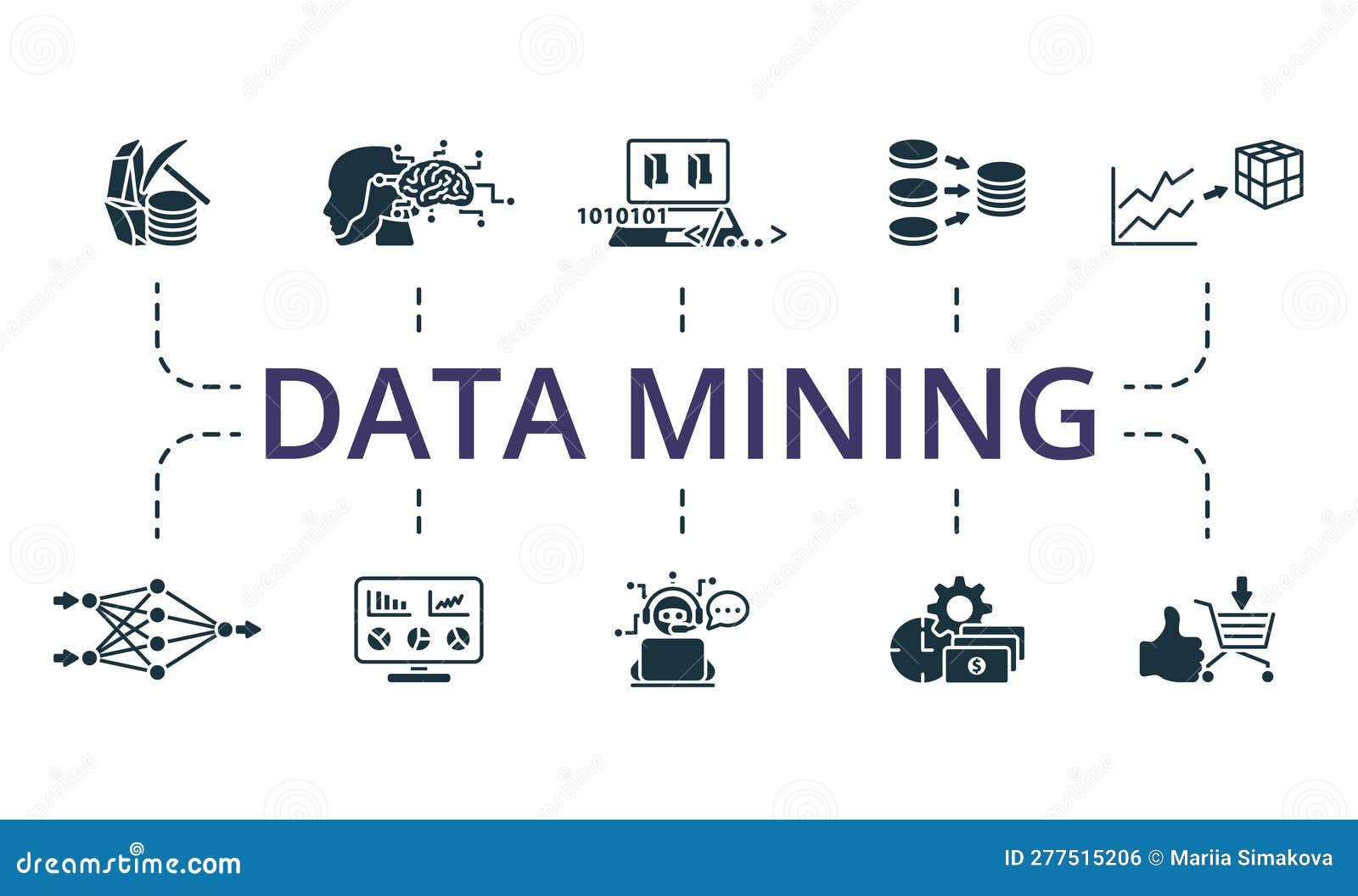 Data Mining Set. Creative Icons: Data Minig, Machine Learning, Computer ...