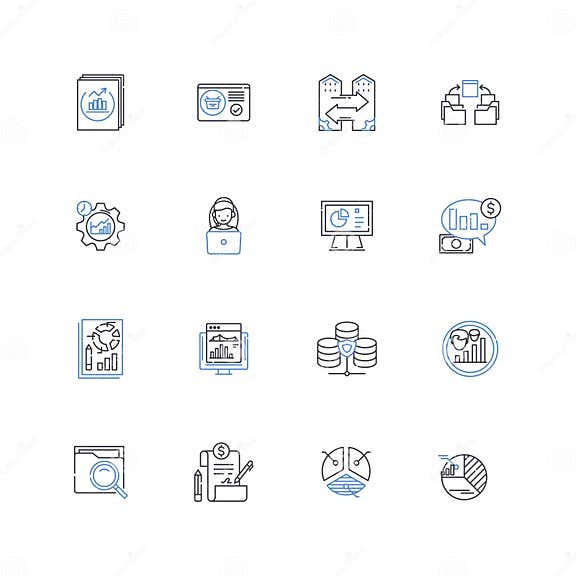 Data Mining Software Line Icons Collection Clustering Association