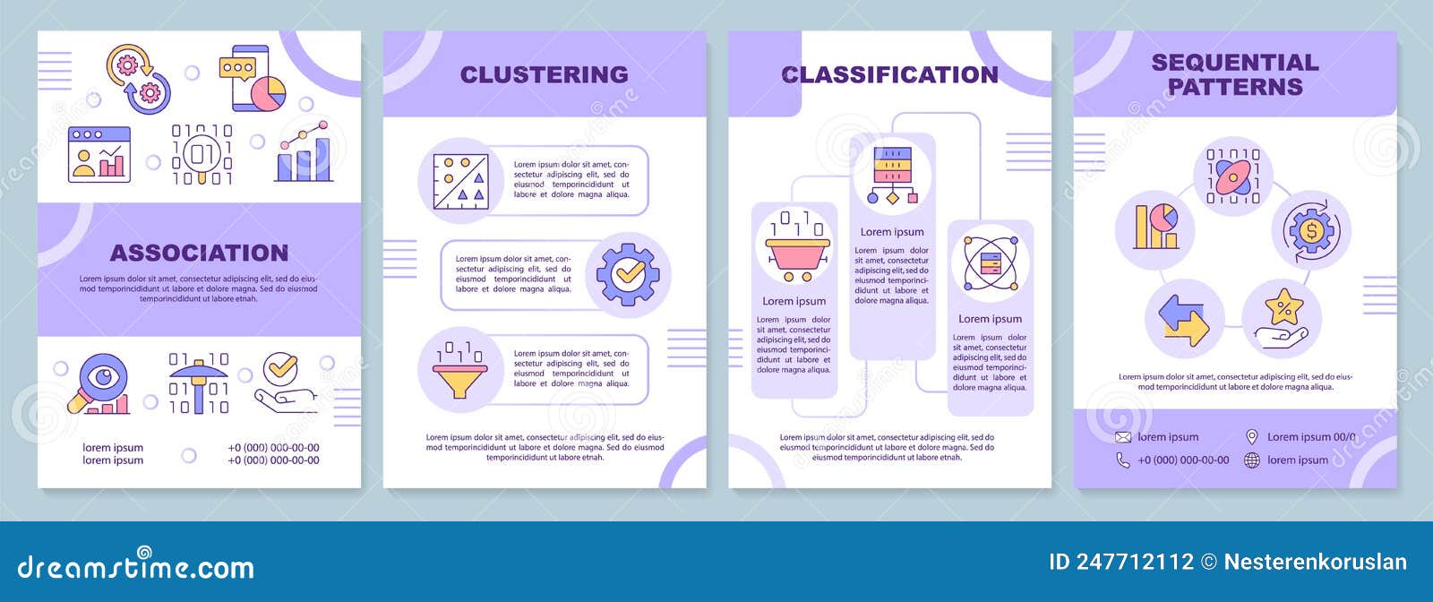 Data Mining Techniques Purple Brochure Template Stock Vector ...