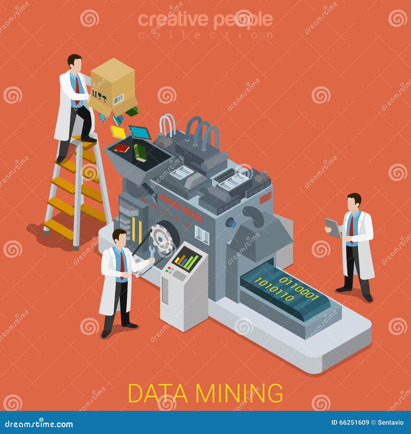 Data Mining Technology Lab Workers Flat Isometric Vector 3d Stock Illustration - Illustration of ...