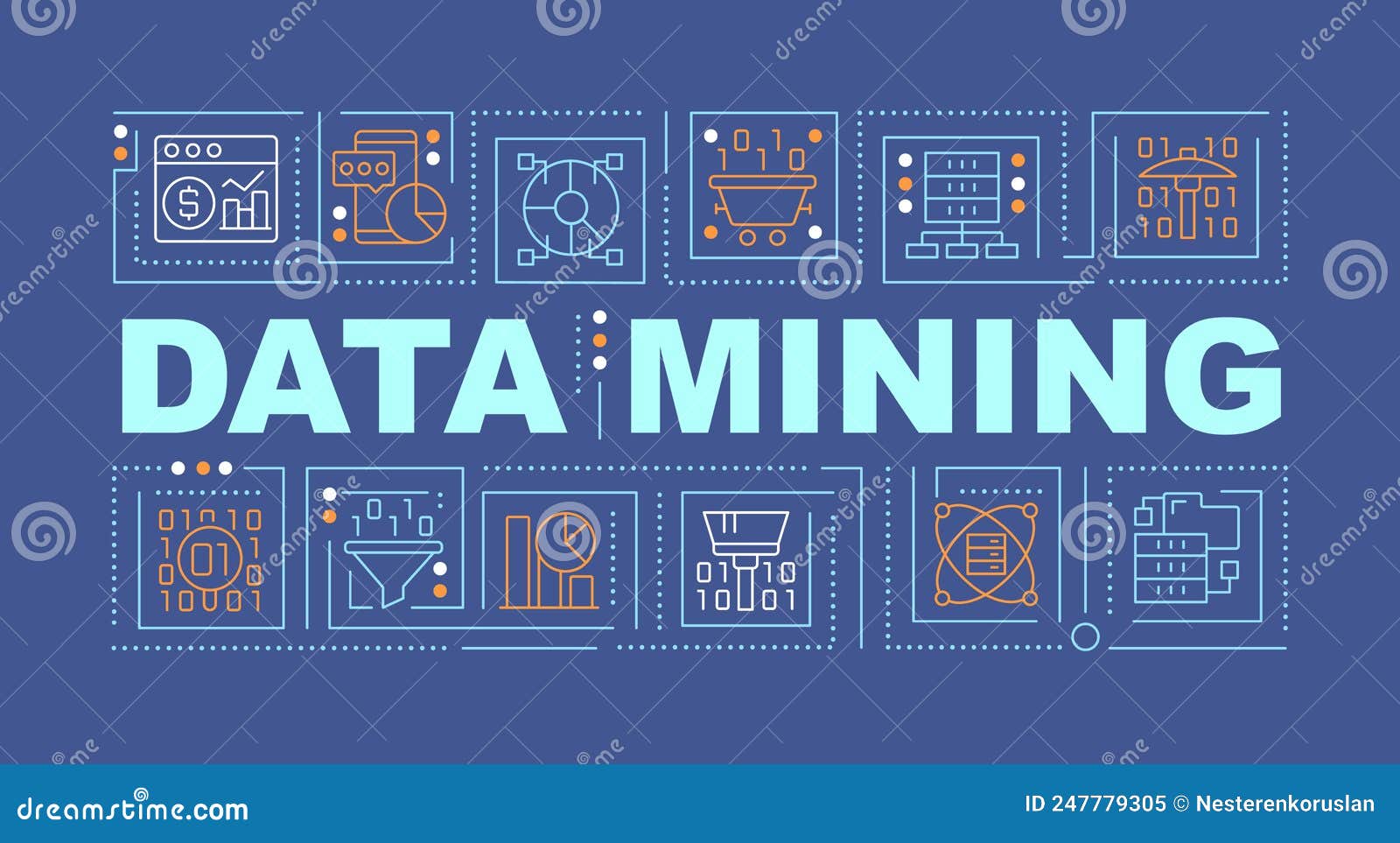 Data Mining Word Concepts Dark Blue Banner Stock Vector - Illustration ...