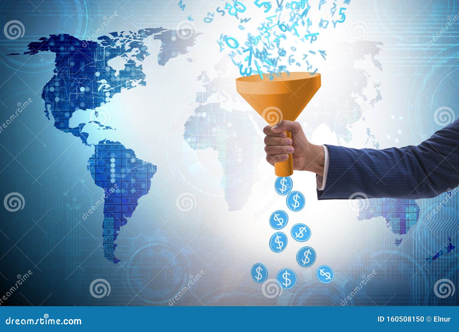 Data Monetization Concept with Funnel and Businessman Stock Photo ...