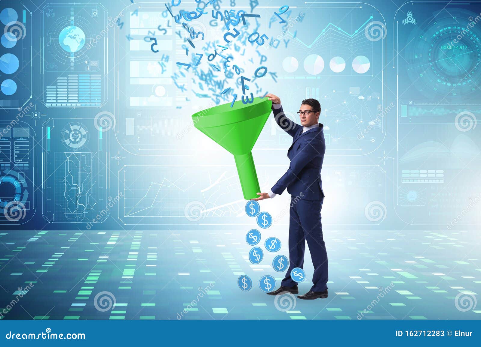 Data Monetization Concept with Funnel and Businessman Stock Image ...