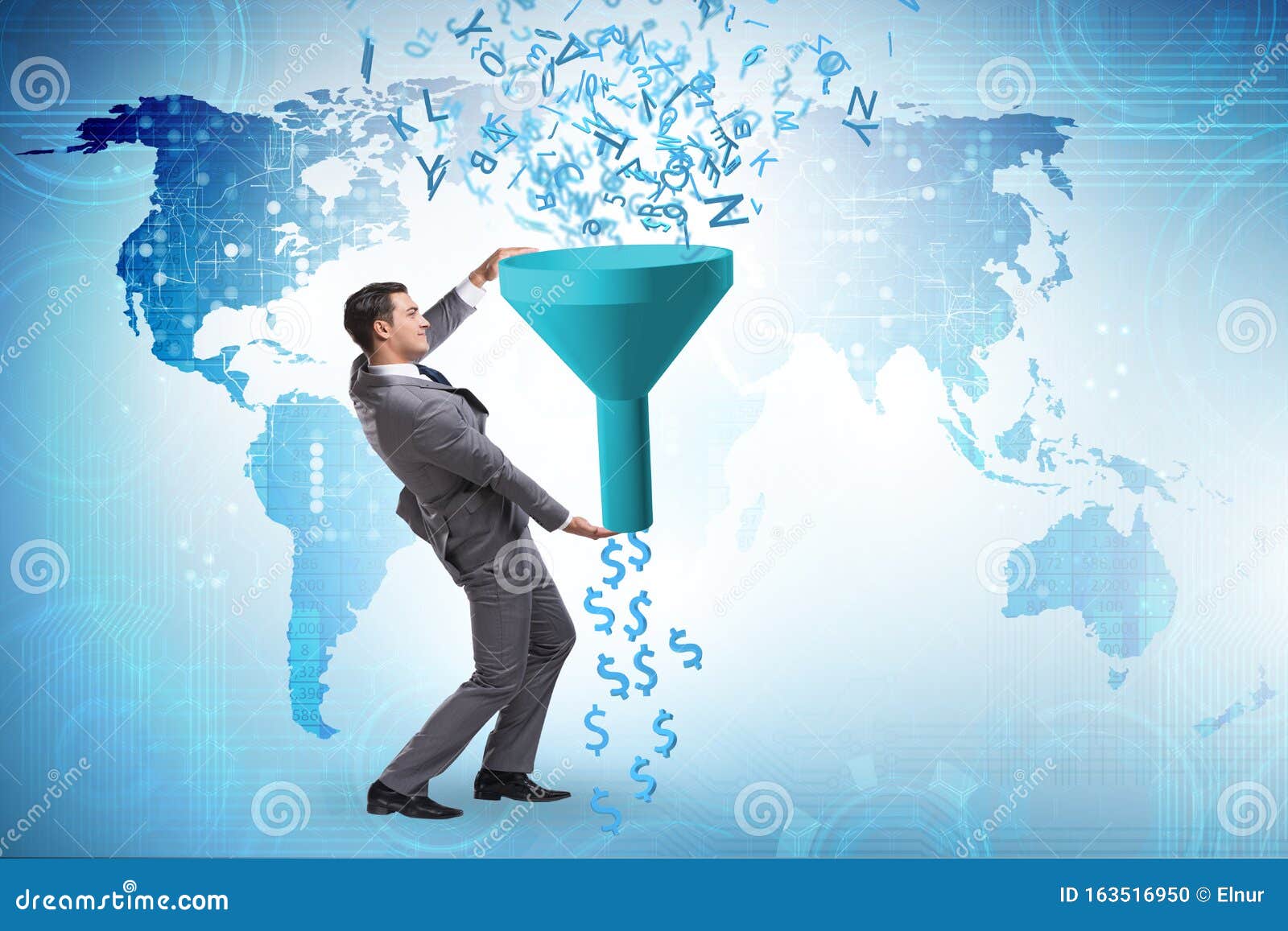 Data Monetization Concept with Funnel and Businessman Stock Photo ...