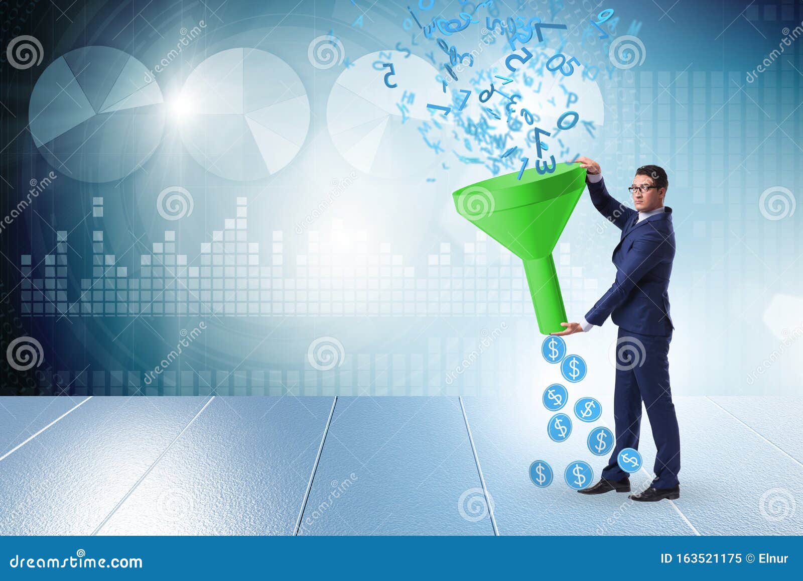 Data Monetization Concept with Funnel and Businessman Stock Image ...