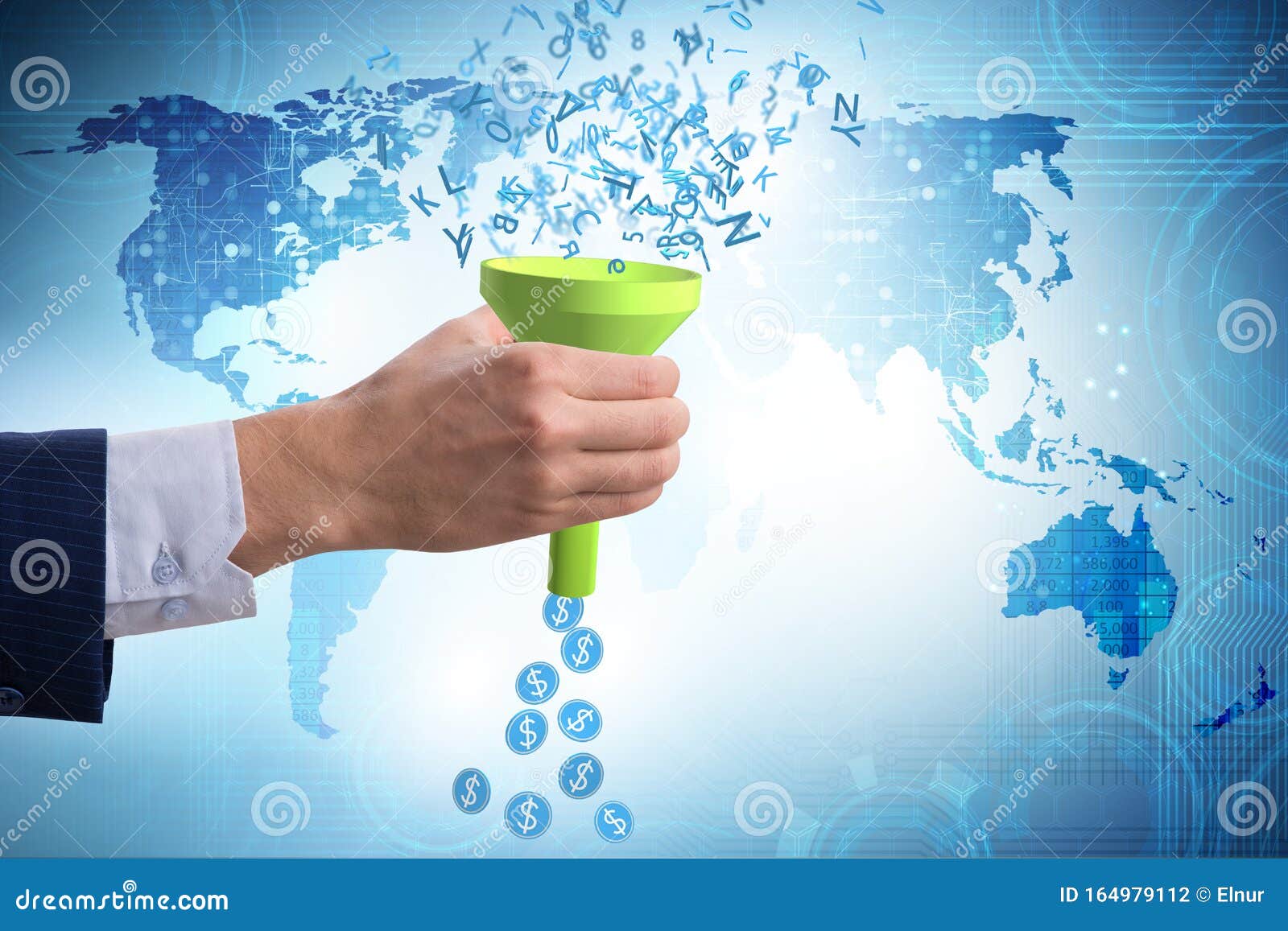 Data Monetization Concept with Funnel and Businessman Stock ...