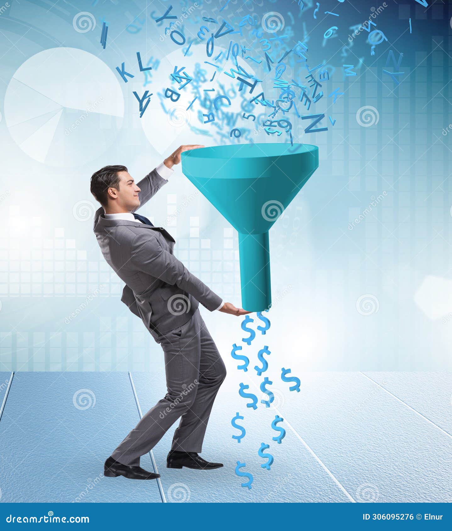 Data Monetization Concept with Funnel and Businessman Stock Photo ...
