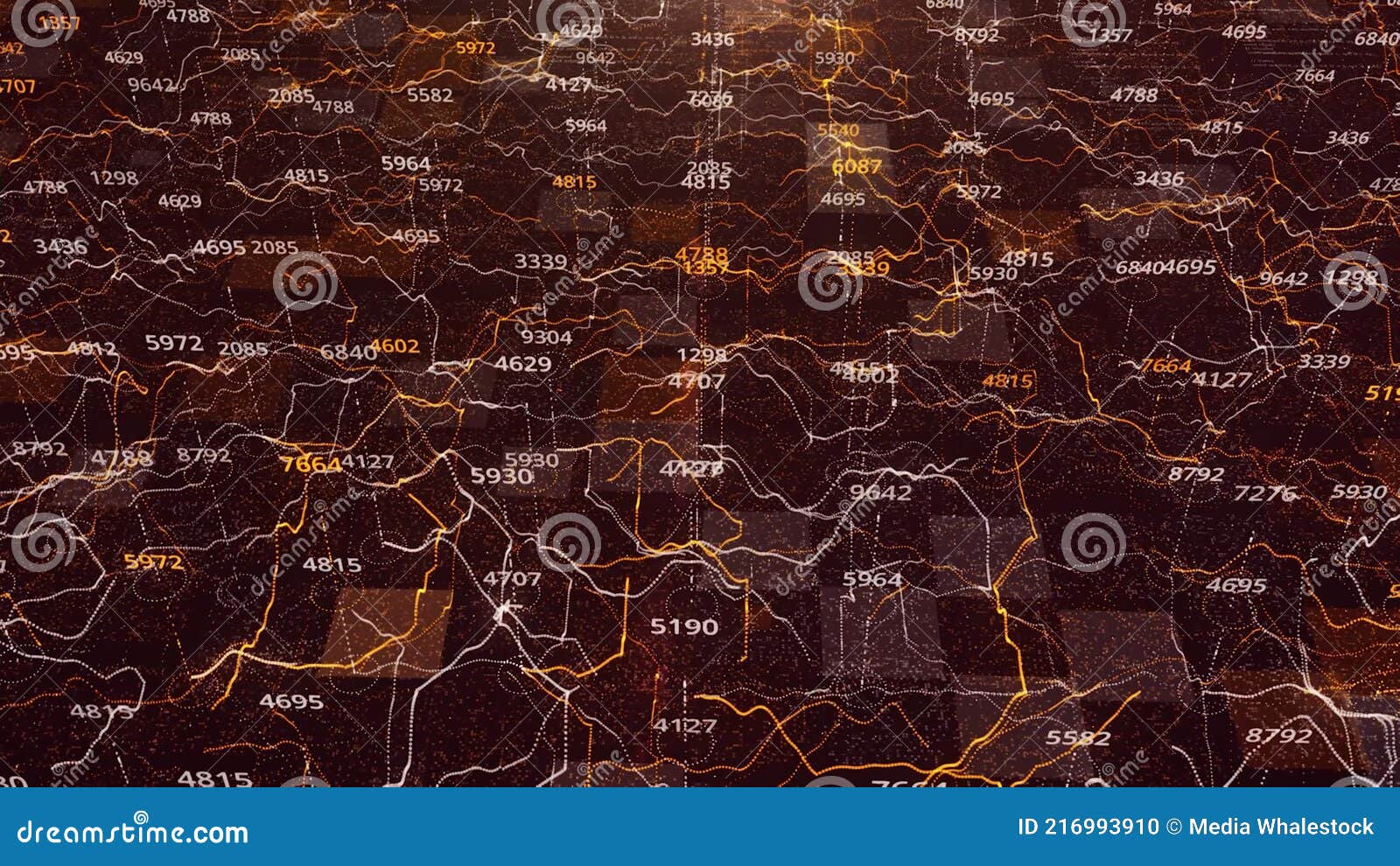 Data Moving within Computer Circuitry with Many Changing Numbers, Seamless Loop. Animation Stock ...