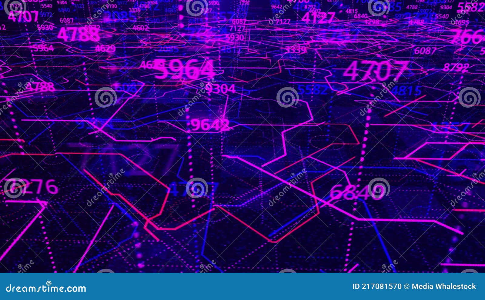Data Moving within Computer Circuitry with Many Changing Numbers, Seamless Loop. Animation Stock ...