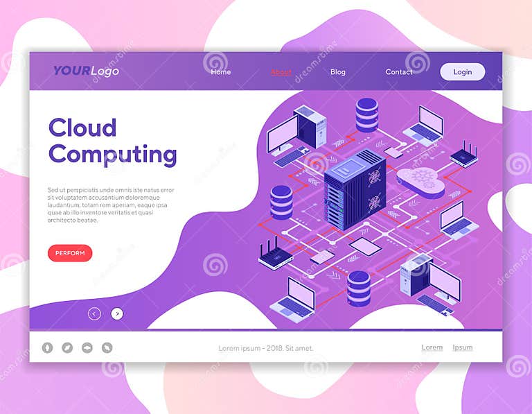 Data Network Cloud Computing Technology Isometric Stock Vector - Illustration of connect ...