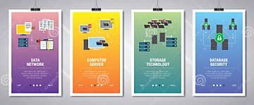 Data Network, Computer Server and Database Security Stock Vector - Illustration of data, flat ...