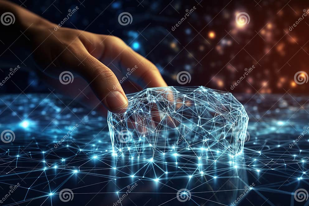 Data Network Connect , Blockchain Technology, Futuristic Global Networking Stock Illustration ...