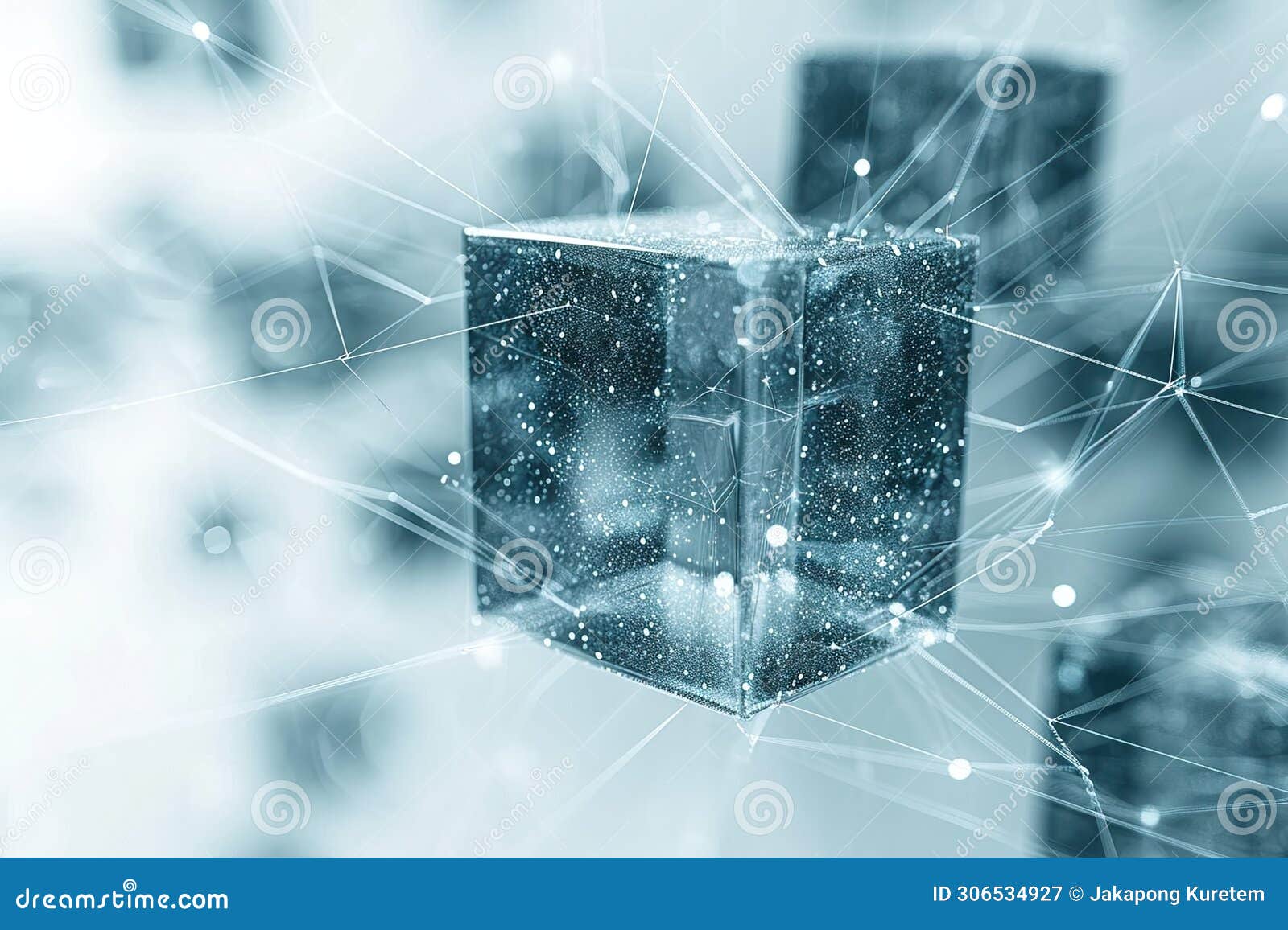 A Data Network of Cube, Connected a Small Neural Network. Stock ...