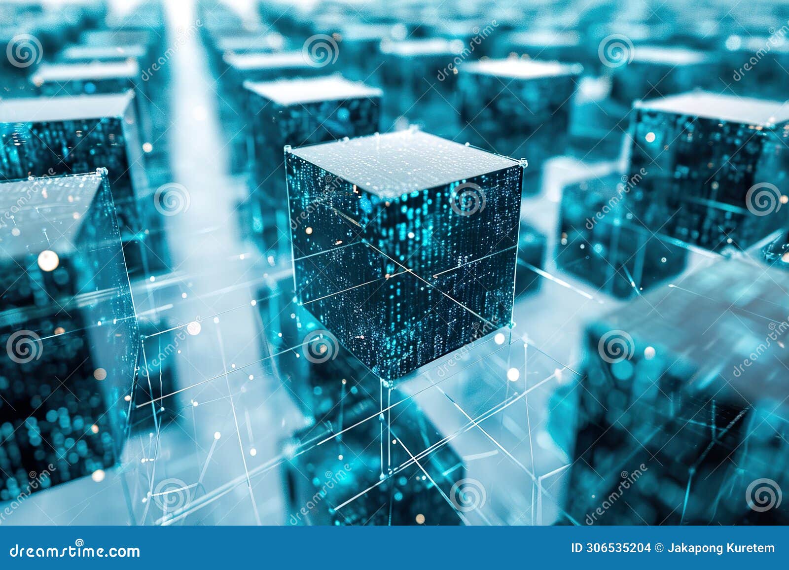 A Data Network of Cube, Connected a Small Neural Network. Stock Photo ...