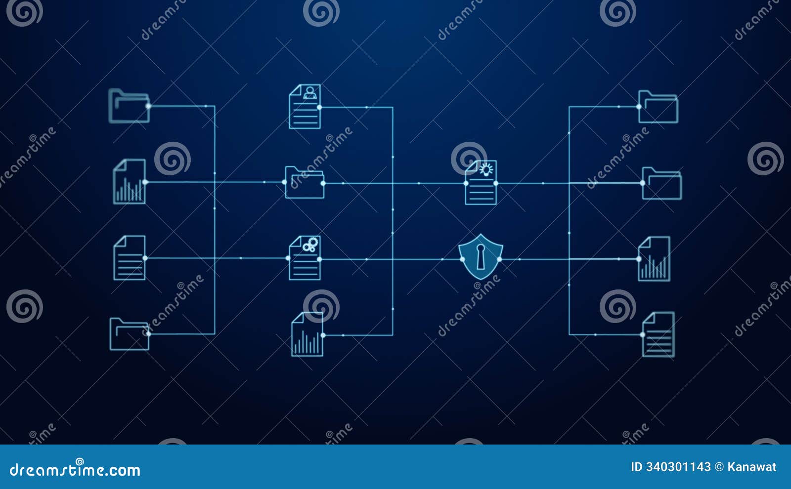 Data Network Featuring Connected To Various File Types on Digital Interface. Cloud Computing and ...