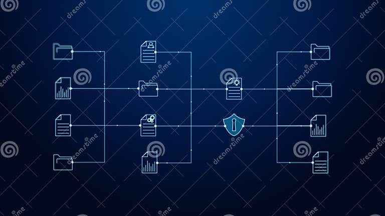 Data Network Featuring Connected To Various File Types on Digital Interface. Cloud Computing and ...