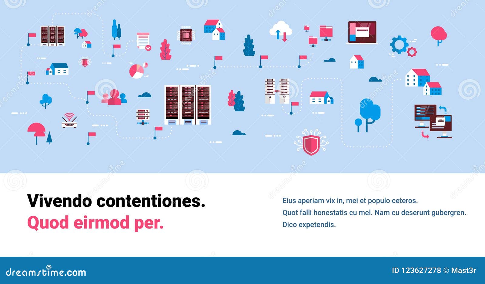 Data Network Flowchart Server Map Isometric Cloud Storage ...