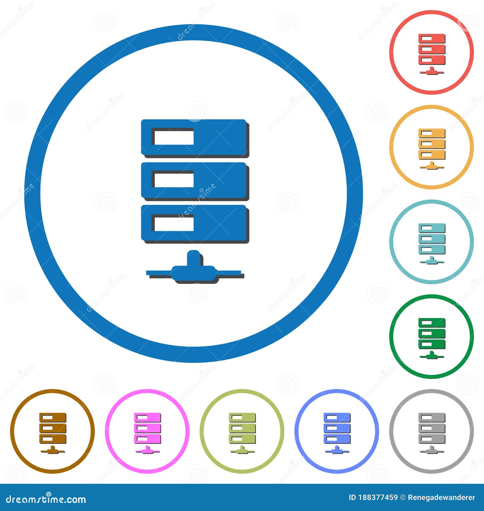 Data Network Icons with Shadows and Outlines Stock Vector ...