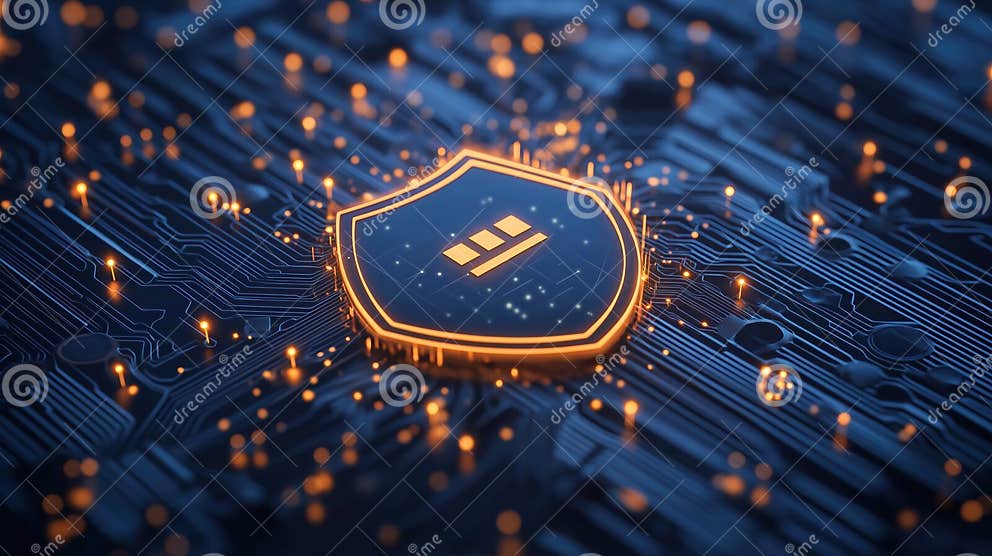 Data Network Surrounded by Glowing Shield, Protection, Cyber Defense ...