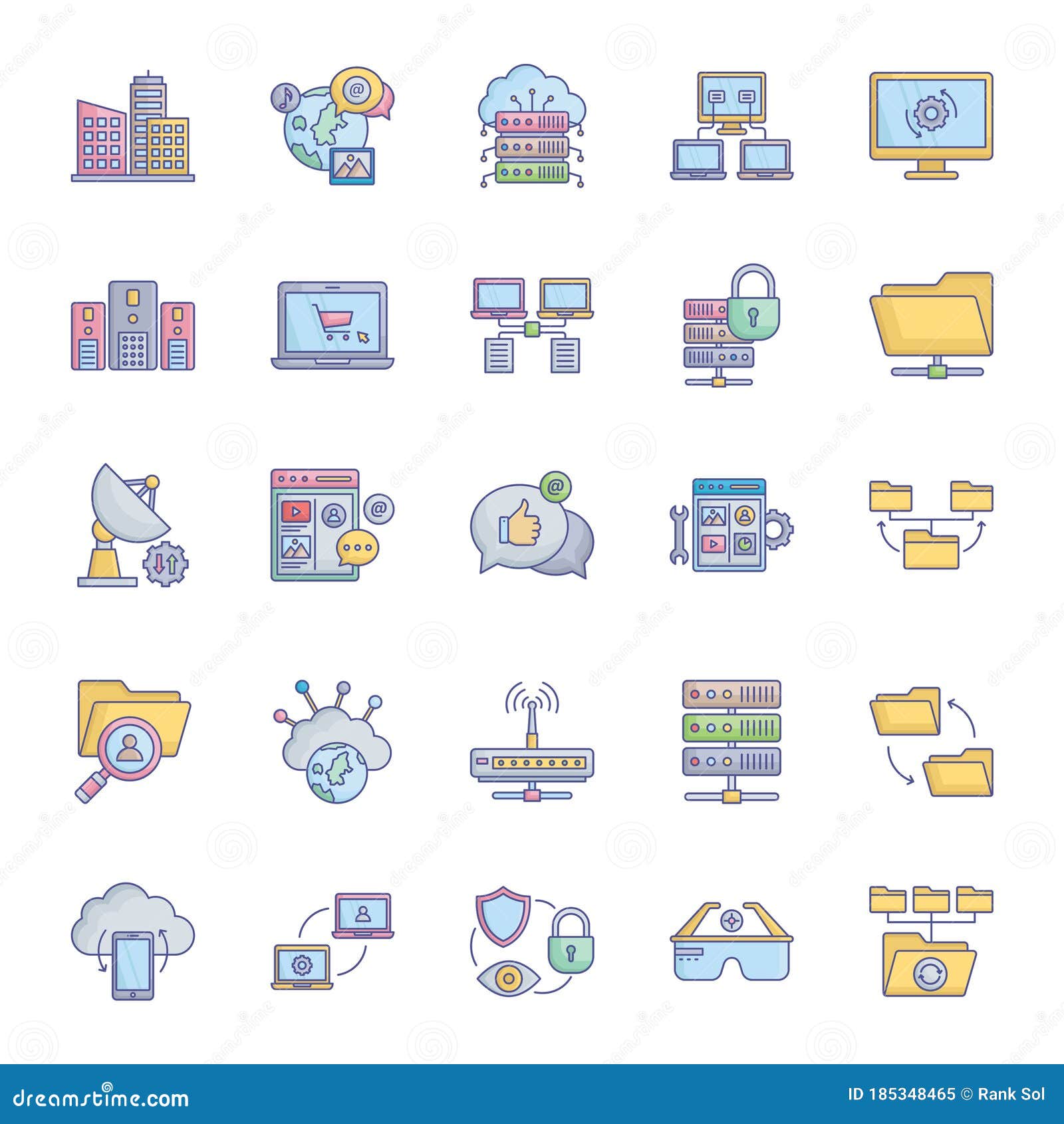 Data and Networking Vector Icons Set Every Single Icon Can Be Easily Modified or Edited Stock ...
