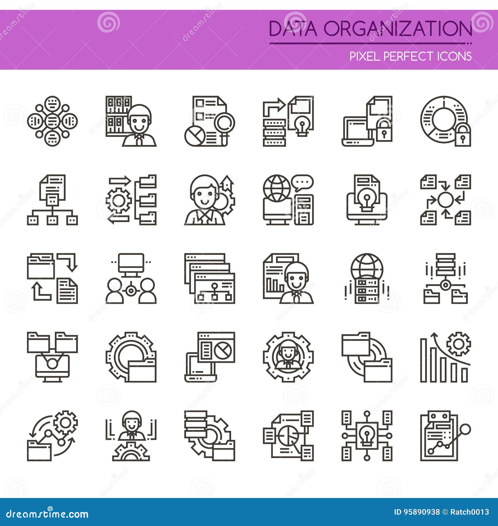 Data Organization Line Icons Collection. Categorization, Classification ... Data Organization Line Icons Collection. Categorization, Classification ...