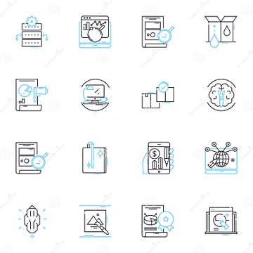 Data Organization Linear Icons Set. Categorization, Sorting, Arrangement, Classification ...