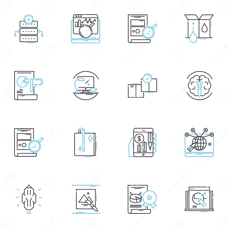 Data Organization Linear Icons Set. Categorization, Sorting ...