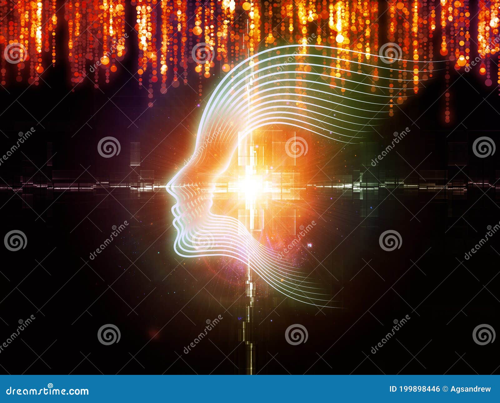 Data over Mind stock illustration. Illustration of consciousness ...