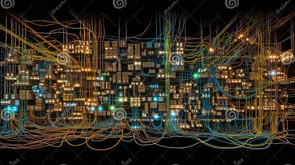 Data Packets Flowing through Cables and Routers, Visualizing the ...