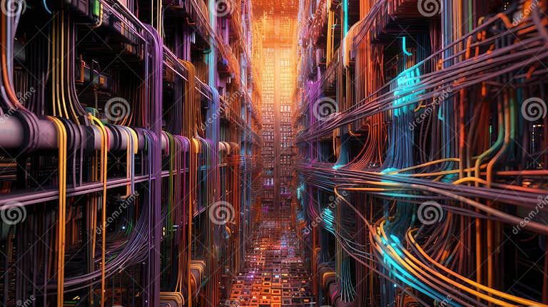 Data Packets Flowing through Cables and Routers, Visualizing the ...