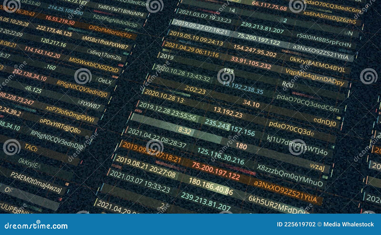 Data with Passwords and IP Addresses of Network. Animation Stock Photo ...